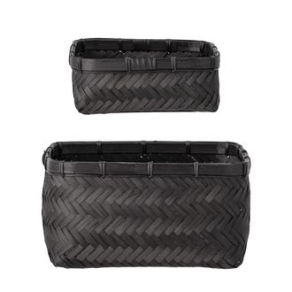 Bloomingville Korb Donia, schwarz, Bambus, 2er Set
