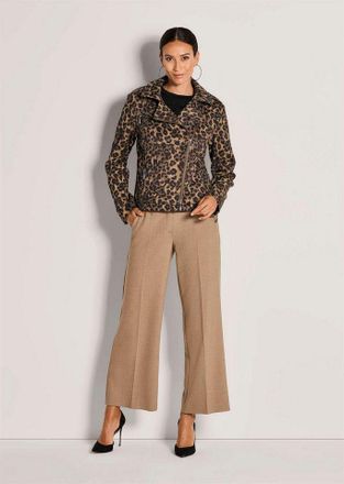 Madeleine Outdoorjacke Trendige Biker-Jacke mit Rei&szlig;verschluss Animal-Print, Reverskragen, asymmetrischer Zipper, Langarm