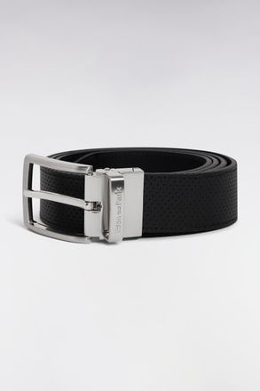 Eden Park Coffret Ceinture En Cuir Noire Et Deux Boucles En M&eacute;tal Argent&eacute;