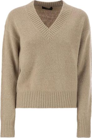Max Mara Femme, Pulls, Beige, Taille: 36 FR Pull en fil ras&eacute; alpaga et coton