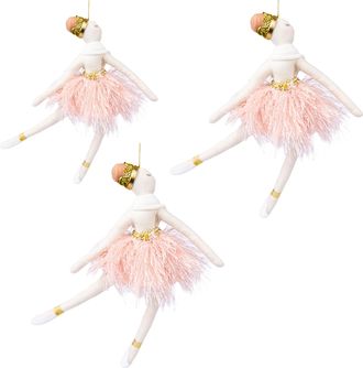Shatchi 3 St&uuml;ck Hellrosa Ballerina-Puppe 14 x 20 cm - Weihnachtsbaum h&auml;ngende Dekorationen Festliche dekorative Ornamente M&auml;rchen Thema Weihnachtsbaum Anh&auml;nge