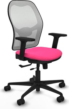 Piqueras y Crespo Computerstuhl mit 2D-Armen, h&ouml;henverstellbare Lendenwirbelst&uuml;tze, ausgestattet mit Syncro/Traslack und Schaumstoff, Rollen 65 mm, Nylon, Wei&szlig;/Rosa