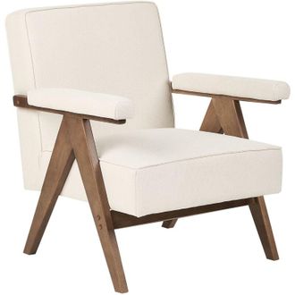 Beliani Beliani - Fauteuil R&eacute;tro en Tissu Rembourr&eacute; Structure en Bois Salon Beige Evje