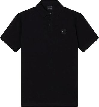A|X Armani Exchange Homme, Tops, Noir, Taille: 2XL Polo &agrave; Manches Courtes en Coton avec Fermeture Boutonn&eacute;e