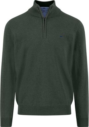 Fynch-Hatton Troyer aus Baumwolle mit Reißverschluss und Stehkragen Dark ivy/XXL