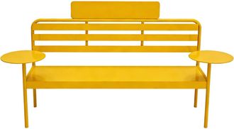 Generic Metallbank Sitzbank Outdoor Wetterfest 2 Sitzer mit R&uuml;ckenlehne und Ablagen Gartenbank Parkbank Eisen f&uuml;r Gastronomie, Balkon, Terrasse, &Ouml;ffentliche B