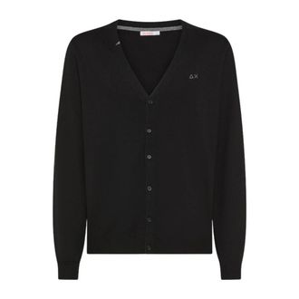 Sun 68 Schwarzer Woll Baumwolle Cardigan Pullover - - Knitwear - Herren - Schwarzk - 2XL