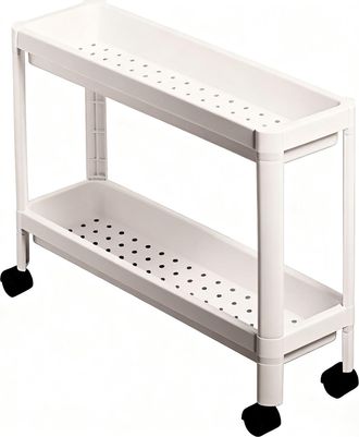 Generic Rollwagen 17,8cm Schmaler Rollwagen PP-Kunststoff Leicht Zu Montieren Mehrzweckwagen Turmregal für Küche, Wäsche und Enge Stellen(White,57.5 * 17.8 * 