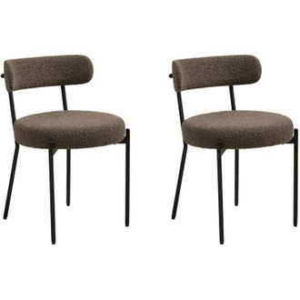 Les Tendances Lot de 2 chaises en tissu bouclette et m&eacute;tal BADALONA-Marron
