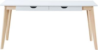 Miliboo Schreibtisch skandinavisch mit Schubladen Holz Wei&szlig; L160 Leena