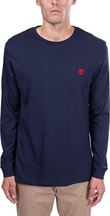 Timberland Oyster River TFO Chest Logo Long Sleeve Tee (Reg) Dark Sapphire T-Shirt Manches Courtes, Turquesa, Medium Homme