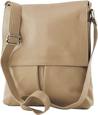 modamoda.de T75 - Sac à bandoulière ital Crossover en cuir nappa, Beige 2021, m