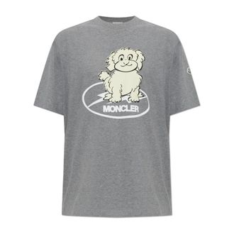 Moncler Logo Baumwoll-T-Shirt - - Tops - Herren - Grau - XL