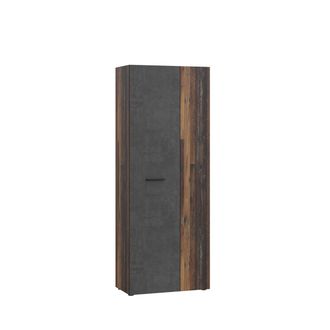 M&ouml;belando Mehrzweckschrank >NET306< modern in Old-Wood-Vintage und Betonoptik, 2 T&uuml;ren, 5 F&auml;cher, Stabiler Spanplatte, 68,7x181,1x36,5 cm, zerlegt geliefert, mo