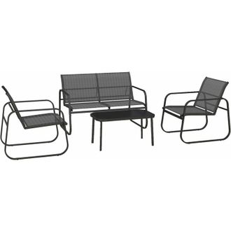 OUTSUNNY Ensemble salon de jardin 2 fauteuils canap&eacute; 2 places table basse