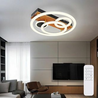 Globo Lighting Lampe de salon plafonnier plafonnier led plafonnier en bois t&eacute;l&eacute;commande dimmable, fonction m&eacute;moire cct minuterie veilleuse, 4x led 55 w