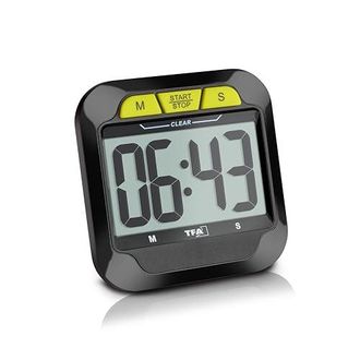 TFA Dostmann Digitaler K&uuml;chentimer mit Stoppuhr|38.2054|Lauter Alarm, Gro&szlig;es Display, Magnet & Aufsteller | Zeitmesser f&uuml;r Kochen, Lernen, Fitness, Kinder, schwarz