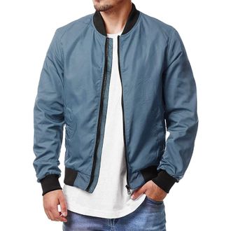 Generic Herren Leichte Dünne Bomberjacke mit Ärmeltasche Blouson Jacke Übergangsjacke Stehkragen US Fliegerjacke mit Innentasche