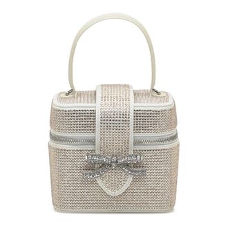 Self Portrait Femme, Sacs, Beige, Taille: ONE Size Satin Rhinestone Vanity Case