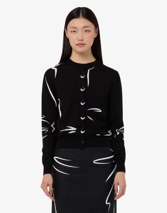 Moschino Cardigan en pur coton incrust&eacute; - Noir