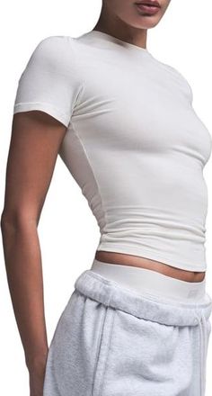 SKIMS T-shirt &agrave; col rond en coton m&eacute;lang&eacute;