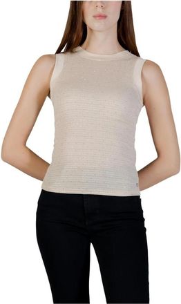Guess Femme, Tops, Beige, Taille: 40 FR D&eacute;bardeur &agrave; col rond sans manches
