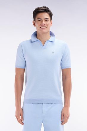 Eden Park Pull Col Polo En Coton Ciel Coupe Droite