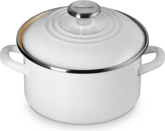 LE CREUSET Le Creuset Traditioneller kleiner Suppentopf aus Emaille auf Stahl, 3,8 l, Wei&szlig;