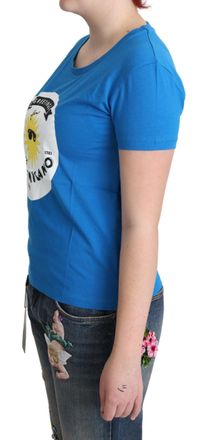 Moschino Womens Blue Cotton Sunny Milano Print Tops T-Shirt