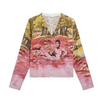 Versace Femme, Pulls, Multicolore, Taille: 42 FR Cardigan en soie imprim&eacute;e