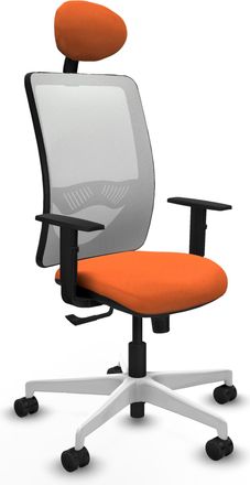 Piqueras y Crespo B&uuml;rostuhl Zulema mit 1D-Armen, h&ouml;henverstellbare Lendenwirbelst&uuml;tze und festes Kopfteil, ausgestattet mit 3 Positionen und Schneidschaum, Wei&szlig;/Orange