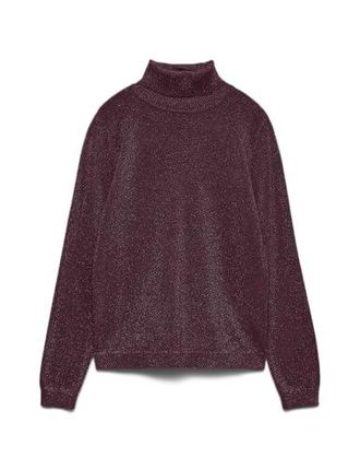 Vero Moda Vero Moda Vmhappyglitter Ls Rollneck Pullover Boo Pull &agrave; col roul&eacute;, Vin, M Femme