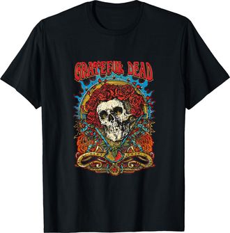 Grateful Dead T-Shirt Schwarz Klassisch Halbarm-Geblümtes T-Shirt S Männer