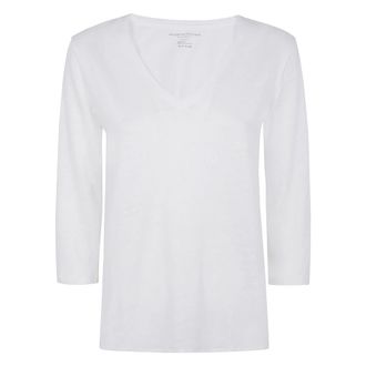 Majestic Filatures Stilvoller V-Ausschnitt Pullover mit 3/4 &Auml;rmeln - - Tops - Damen - Wei&szlig; - XL