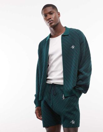 Alma de Ace Alma de Ace - Rezio - Veste densemble en maille avec col - Vert fonc&eacute;
