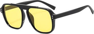 Generic Lunettes De Soleil Carrées Surdimensionnées Tendance For Femmes Et Hommes, Idéales For La Conduite, Les Déplacements, Les Vacances Et Le Sport(Yellow)