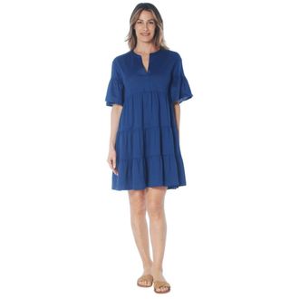 Max Mara Femme, Robes, Bleu, Taille: 42 FR Abito kaftano in jersey di puro cotone