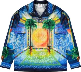 Casablanca Homme, Chemises, Bleu, Taille: L Chemise Manches Longues Geometrie Sacree