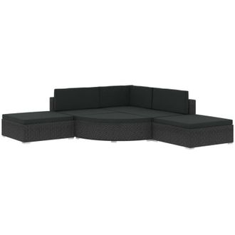 vidaXL Vidaxl - Salon de jardin 6 pcs avec coussins R&eacute;sine tress&eacute;e Noir