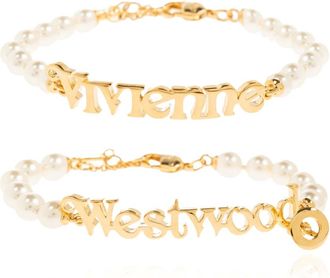 Vivienne Westwood Femme, Accessoires, Jaune, Taille: ONE Size Ensemble de deux bracelets de perles