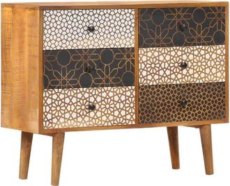 vidaXL Vidaxl - Buffet avec motif imprimé 90x30x70 cm Bois de manguier massif