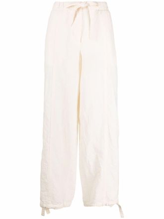 Jil Sander pantalon droit à taille nouée - Blanc