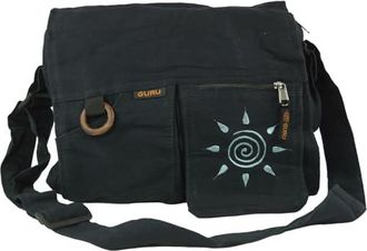 Guru Shop Sac &agrave; Bandouli&egrave;re, Hippie Bag Sun - Noir, Mixte Adulte, Noir, Ducoton, Size:One Size, 30x35x7 cm, Sacs &agrave; Bandouli&egrave;re