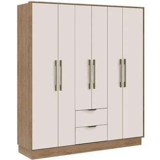 Vente-Unique Vente-unique - Armoire 6 portes et 2 tiroirs - L162 cm - Coloris : Beige et naturel - feova