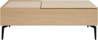 Miliboo Hochklappbarer Couchtisch aus hellem Holz und schwarzem Metall L102,5 cm SEDA