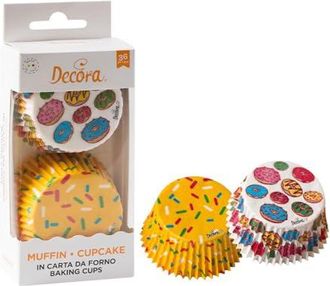 Decora 0339900 36 Donut-Förmchen 50 x 32 mm, zum Backen, Präsentieren und Verschenken von Muffins und Süßigkeiten, hitzebeständig bis 180 °C, in praktischer 