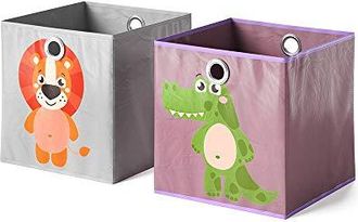 Vicco Boîte pliante, Gris/violet, 30 x 30 cm Lot de 2