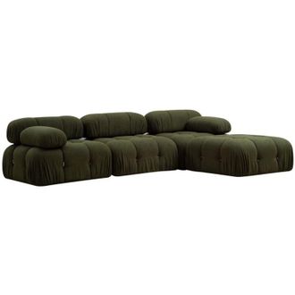 Les Tendances Les Tendances - Canap&eacute; dangle modulable velours vert &eacute;pinard - 4 places - Dimensions L 288 x P 95 x H 75 cm - Confort optimal avec mousse haute