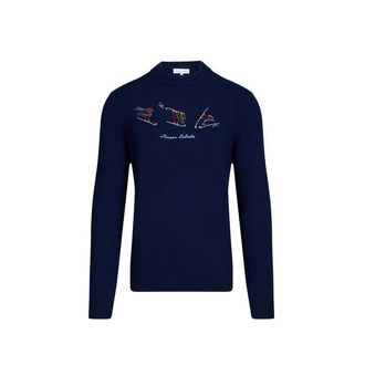 Maison Labiche Pull rond brod&eacute; &agrave; col rond en laine