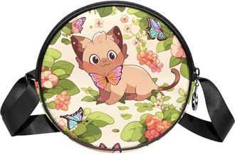 Generic Sac &agrave; bandouli&egrave;re rond pour femme, petit sac &agrave; bandouli&egrave;re avec fermeture &eacute;clair, bretelles r&eacute;glables, style d&eacute;contract&eacute;, pour femmes et filles